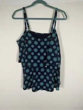 Lands' End | Swim | Lands End Navy And Teal Floral Tiered Swim Tankini ...